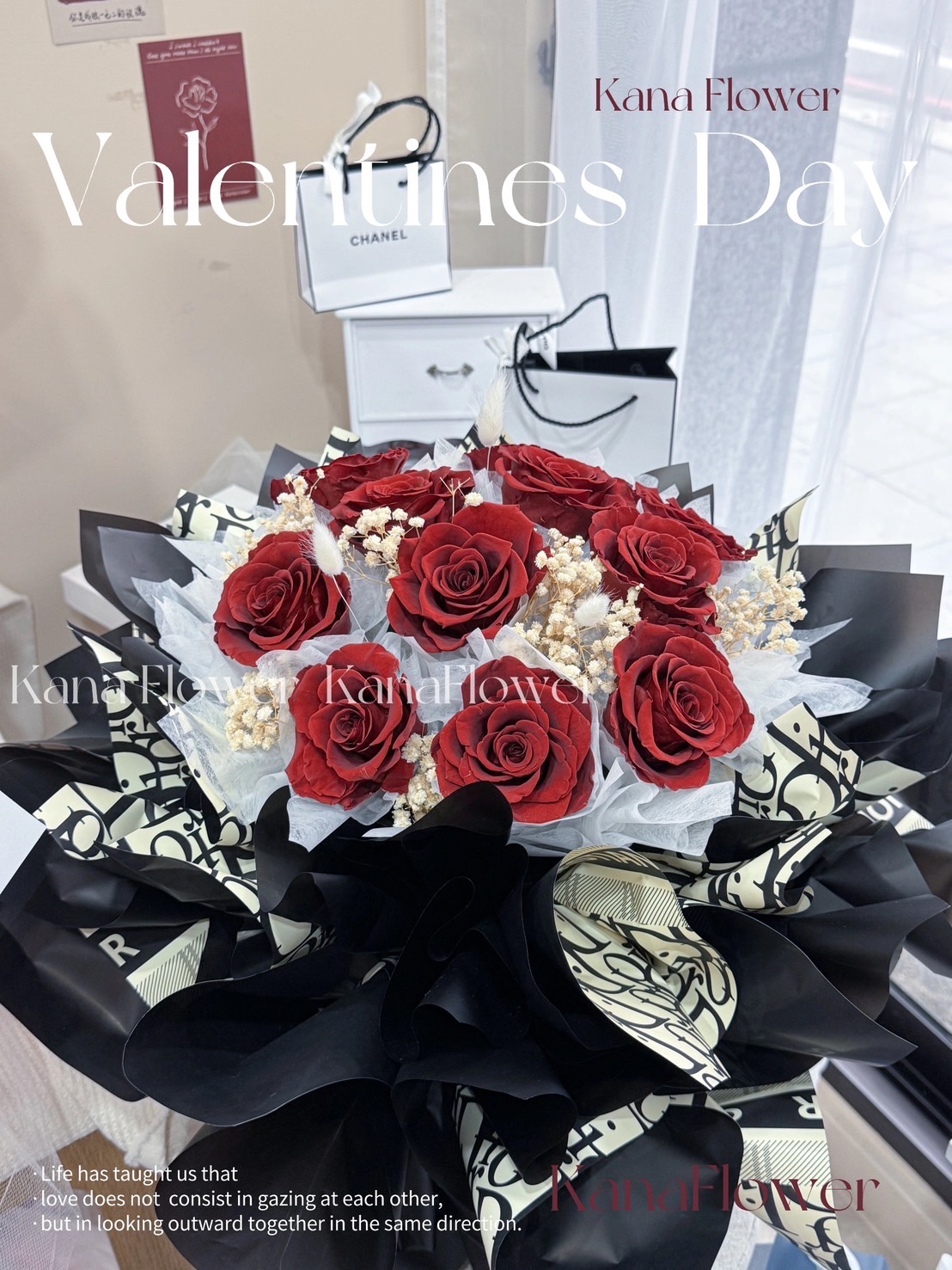 精品系列 一生一世11朵永生大玫瑰(炙熱的愛) | 卡娜花藝 Kana Flower